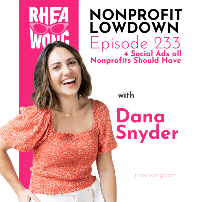 4 Social Ads all Nonprofits Should Have with Dana Snyder – Rhea Wong Consulting